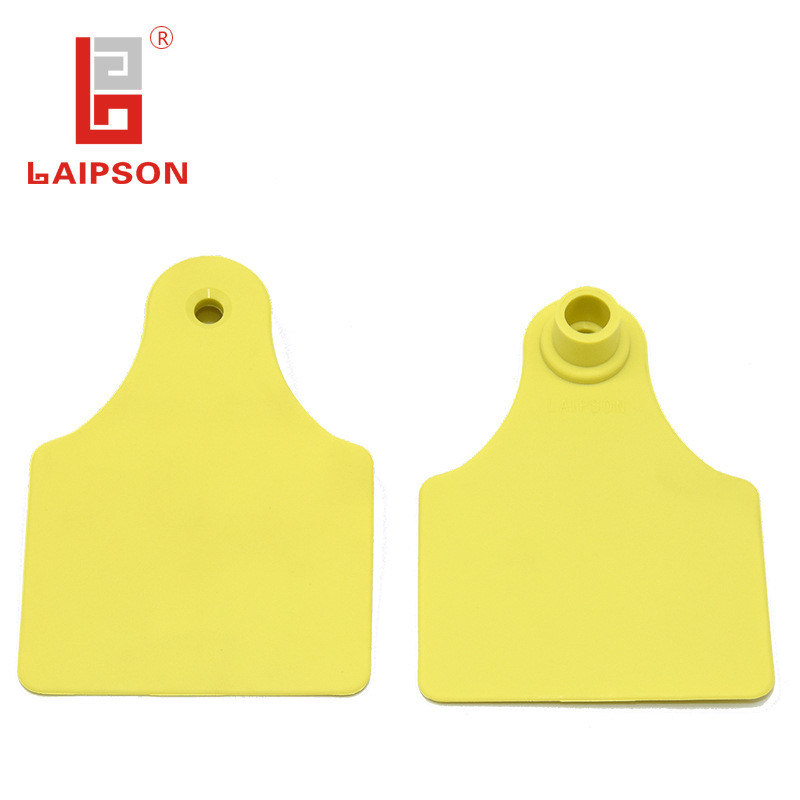 Middle Size Livestock Cattle Ear Tags Anti Fading Yellow 79*56mm TPU ...