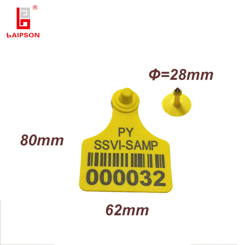 Tpu Material Cattle Ear Tags 80*62mm Tamperproof Ear Tag Yellow Color
