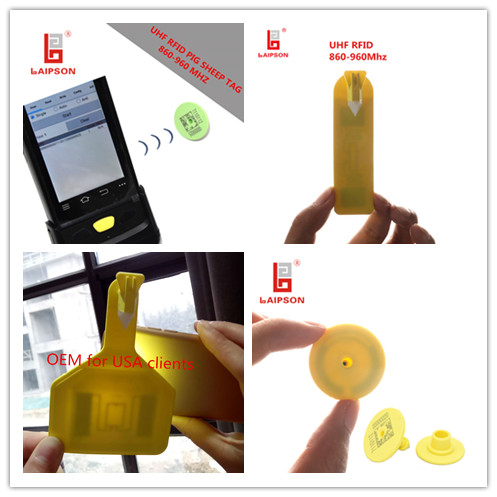 RFID Electronic Livestock UHF Ear Tag 28mm*22mm For Sheep Goat Group ...