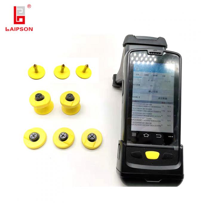 Small Round Closed Head 30mm UHF Cattle Tags / RFID Pig Ear Tags