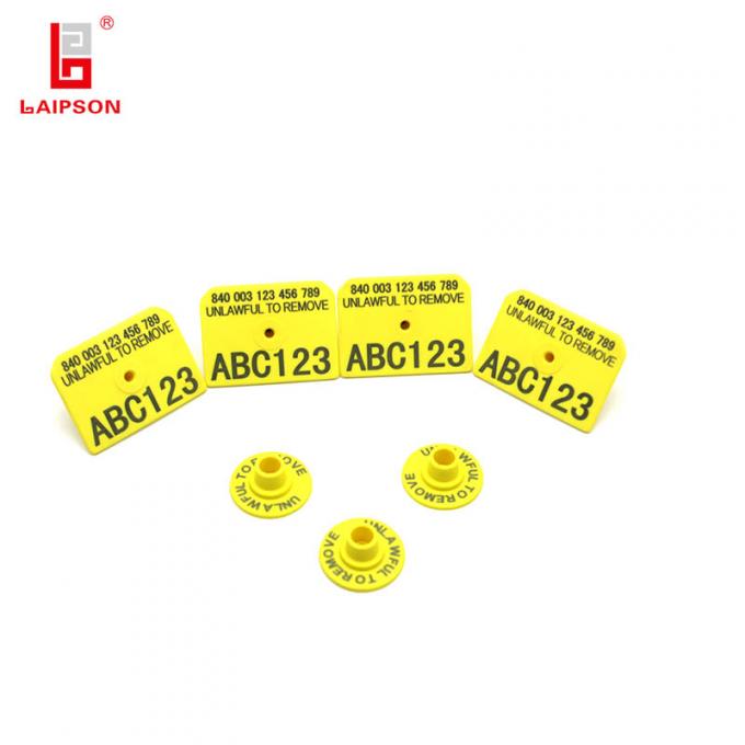 Swine Yellow Livestock 52*38mm Pig Ear Tags